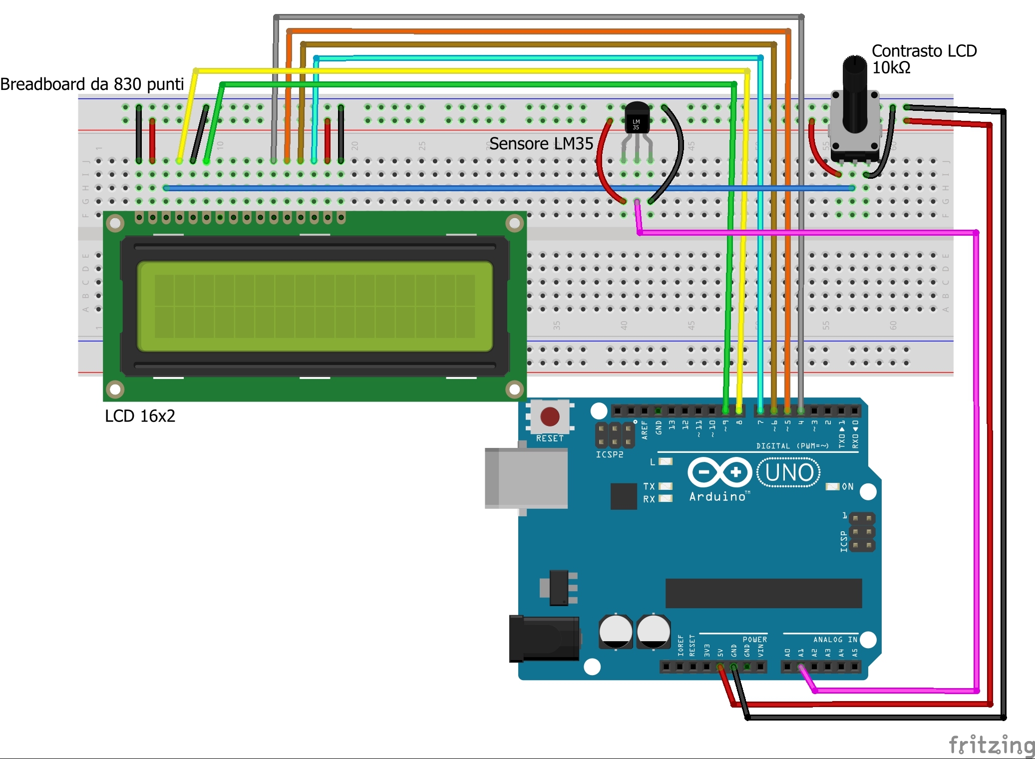 Sensore LM35 con scheda Arduino